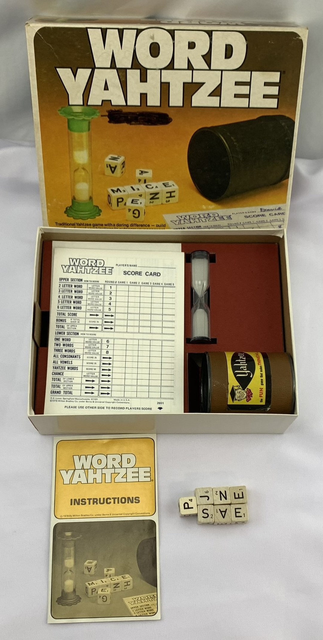 1978 Word Yahtzee Game by Milton Bradley Complete in Very Good ...