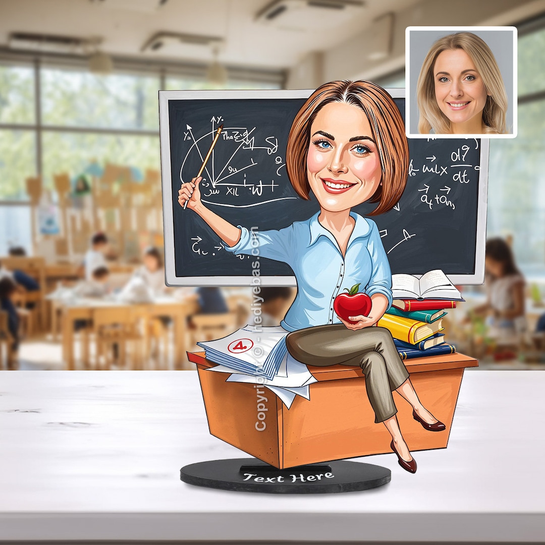 Gift for Female Math Teacher Personalized Caricature Trinket With Photo ...