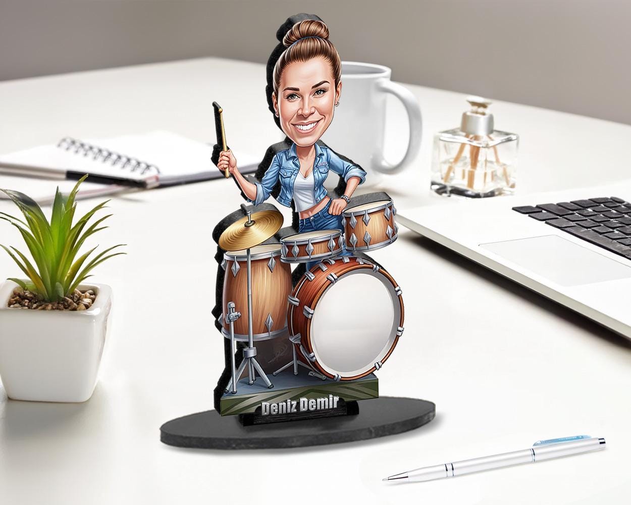 Personalized Female Drummer Gift | Percussionist Caricature Portrait ...