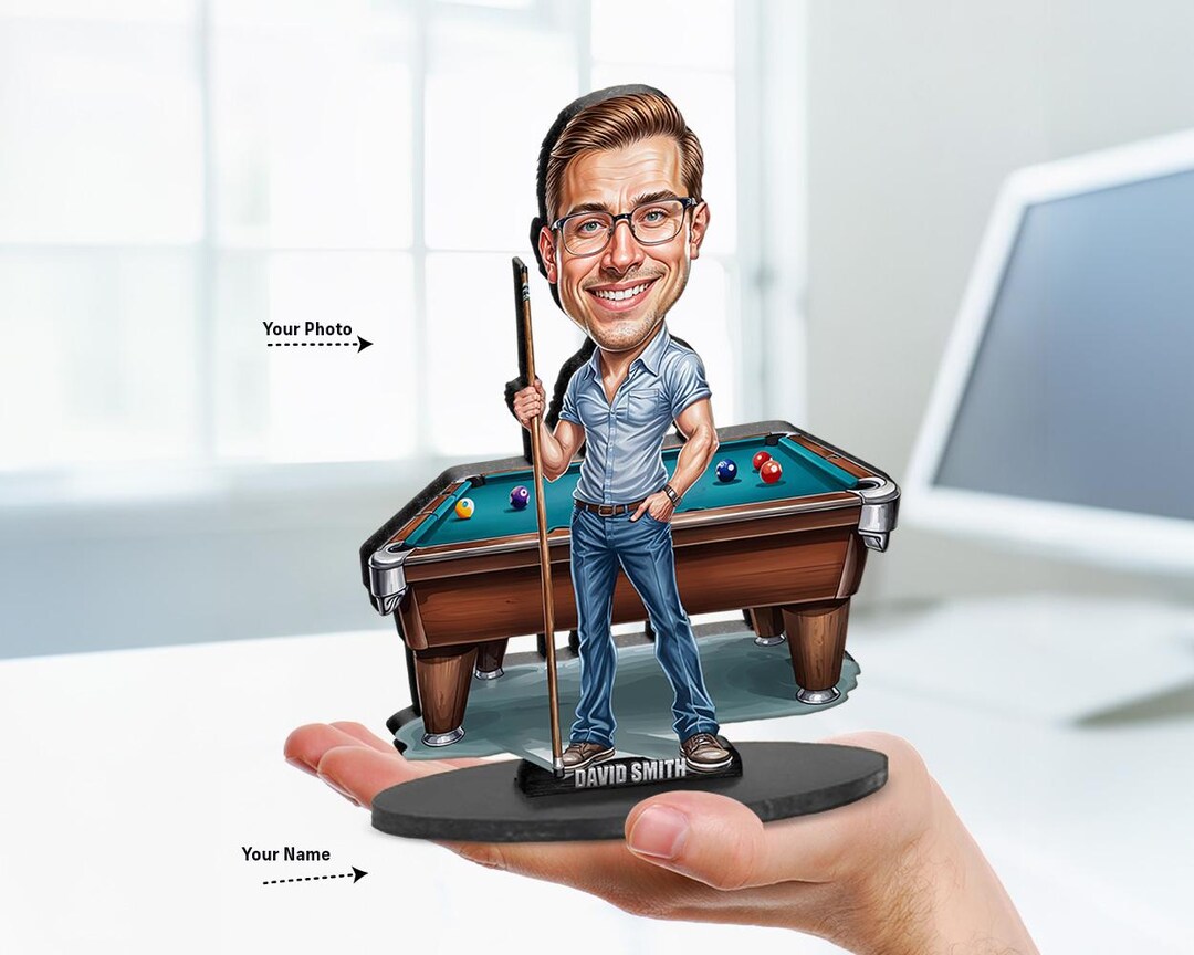 Personalized Pool Player Gifts | Billiards Player Caricature Portrait ...