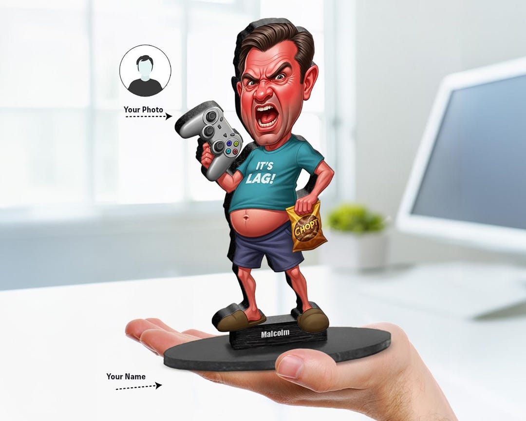 Custom Gamer Figurine for Men | Funny Video Game Gift With Controller ...