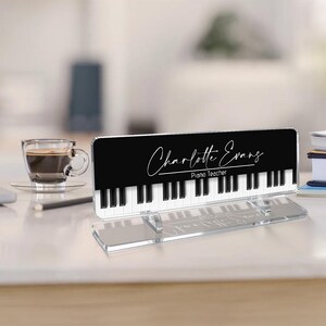 Custom Piano Teacher Desk Name Plate – Personalized Acrylic Sign – Gift ...