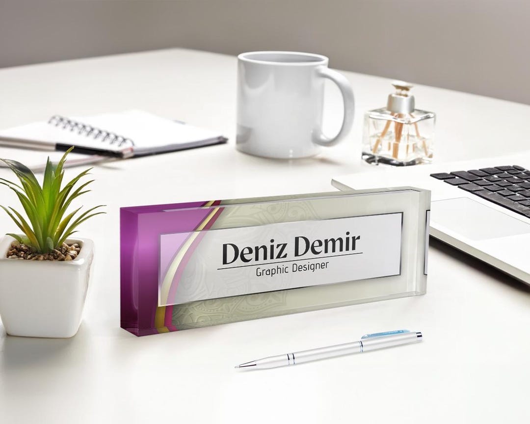 Personalized 3D Block Desk Name Plaque Custom Design Transparent ...