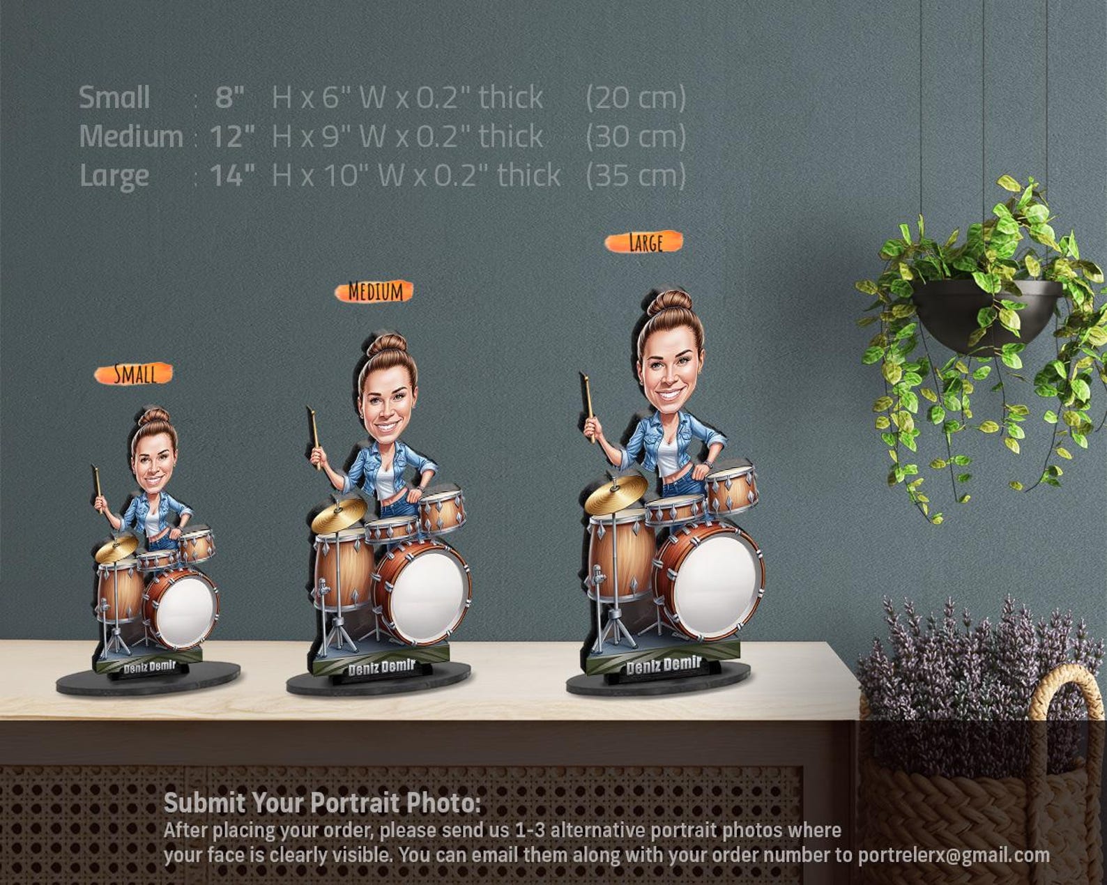 Personalized Female Drummer Gift | Percussionist Caricature Portrait ...