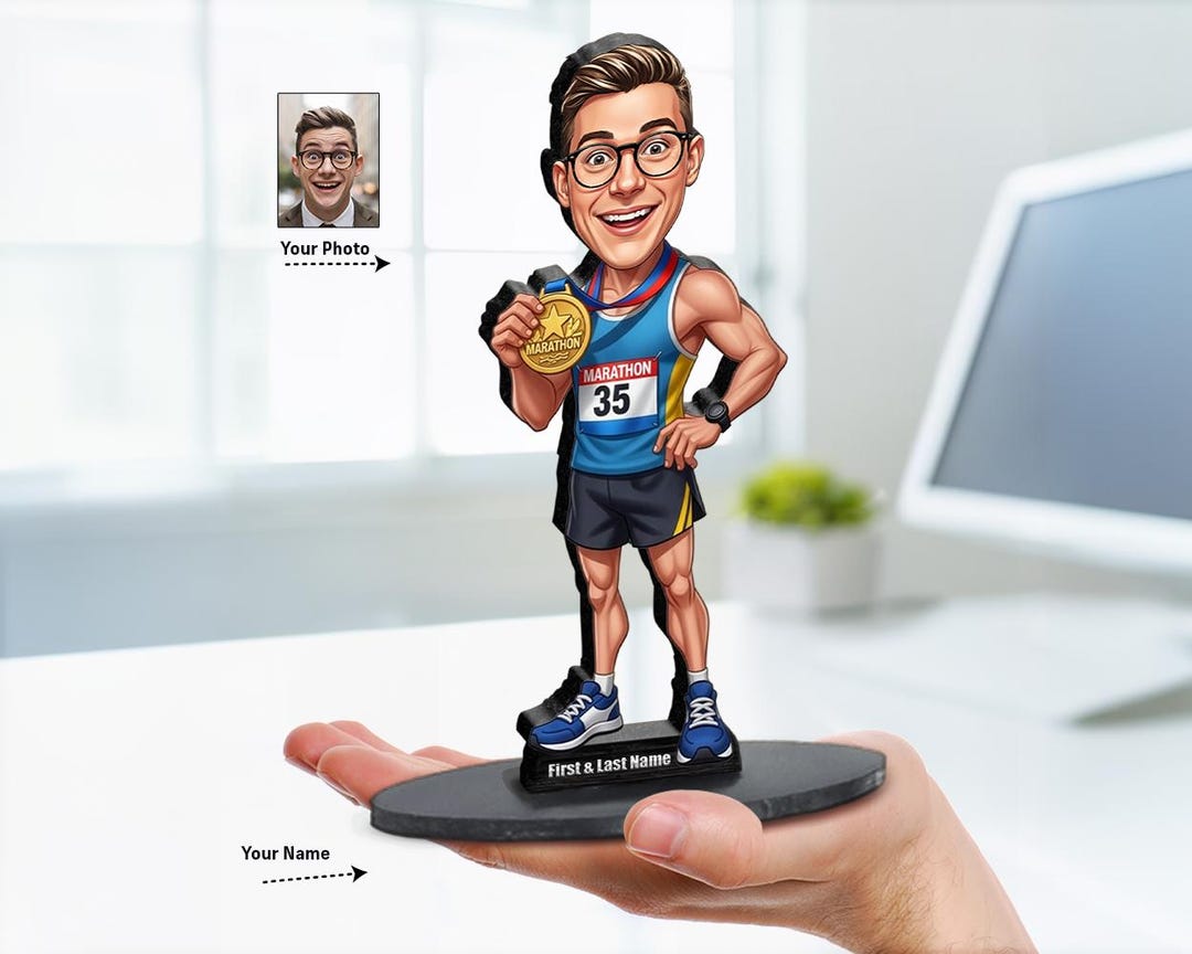 Runner Caricature Figurine From Your Photo | Personalized Marathon ...