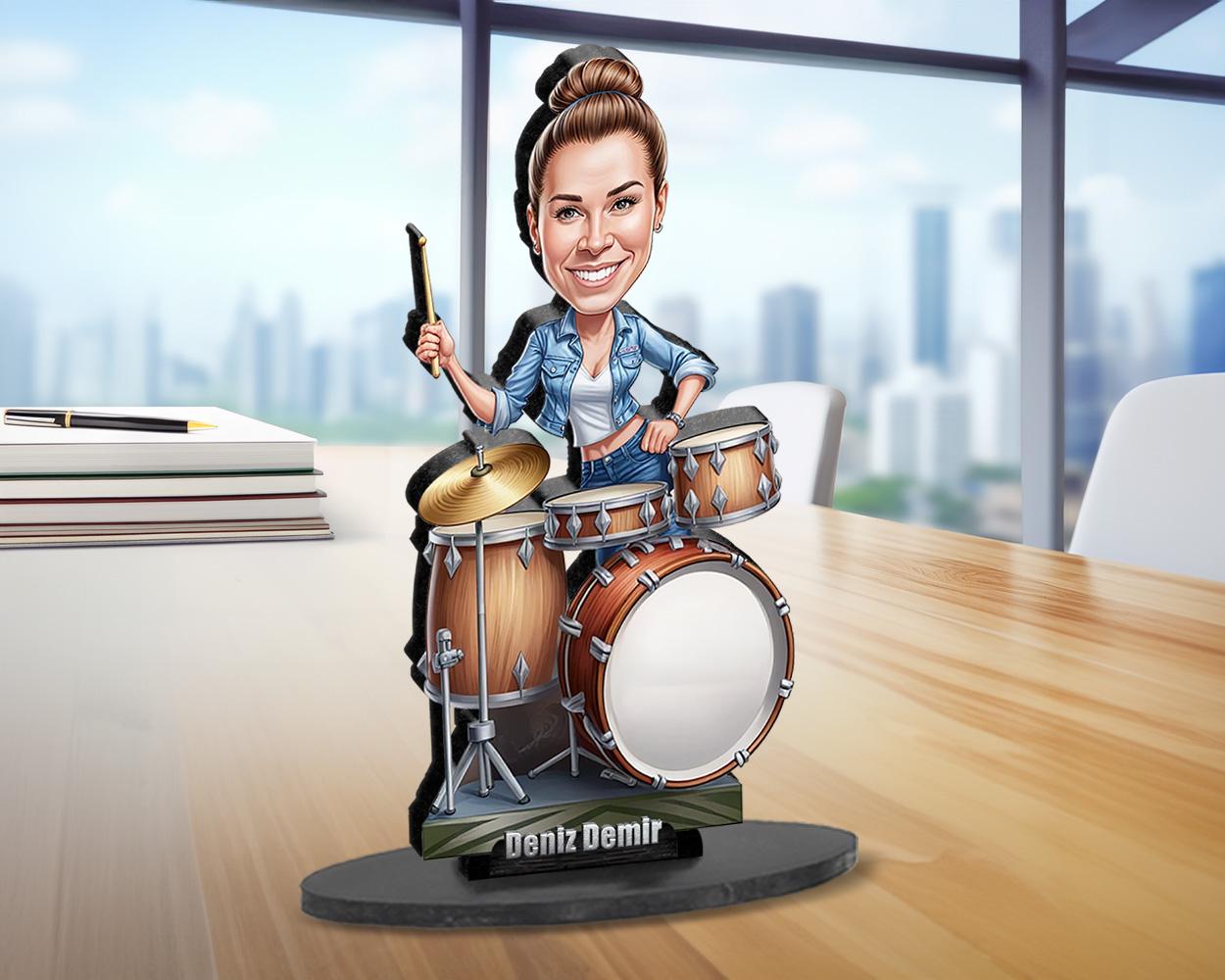 Personalized Female Drummer Gift | Percussionist Caricature Portrait ...