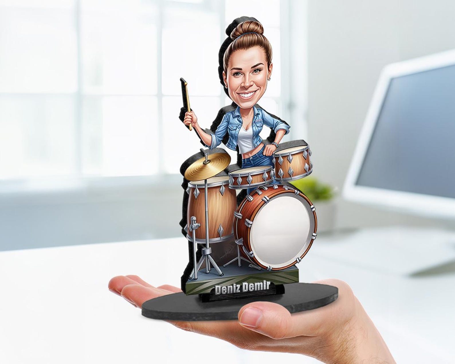Personalized Female Drummer Gift | Percussionist Caricature Portrait ...