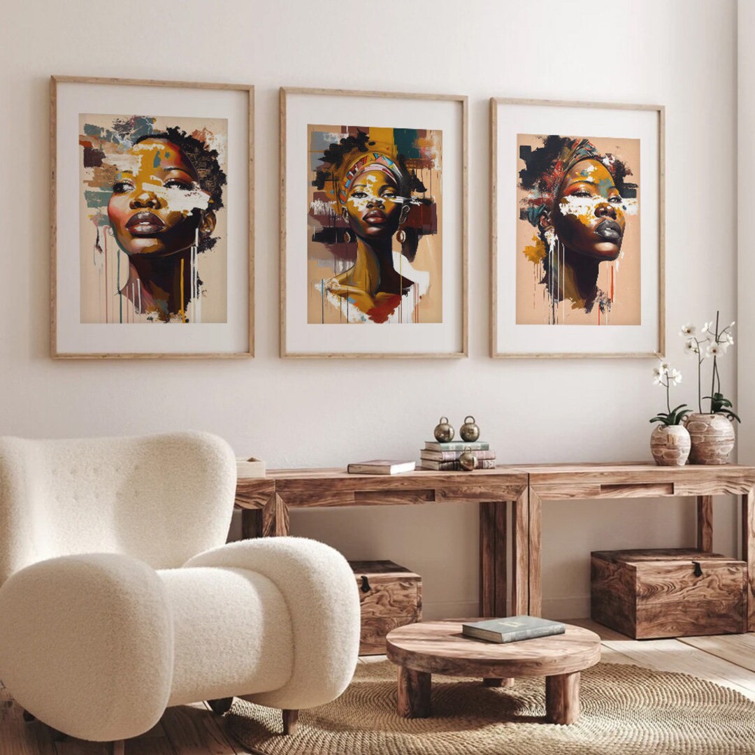 Black Art, Beauty of Abstract African Women: A Set of 3 Inspiring ...