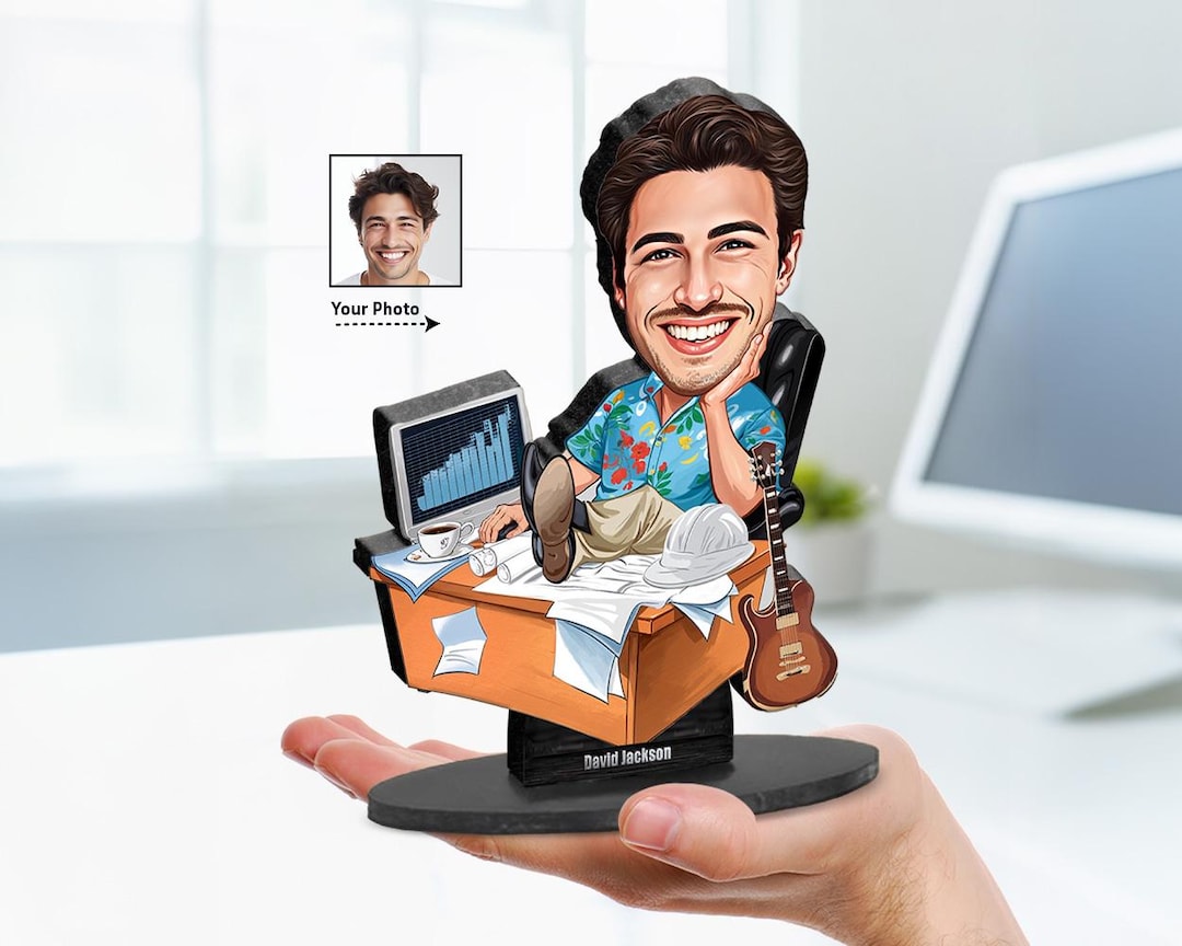 Custom Office Desk Figurine for Men – Funny Caricature Gift for Analyst ...