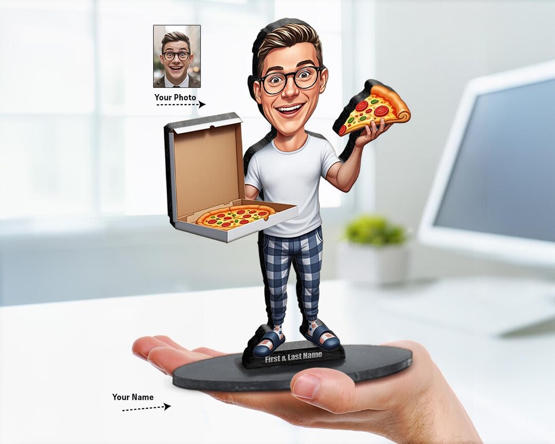 Custom Pizza Lover Figurine | Personalized Funny Foodie Gift From Photo ...