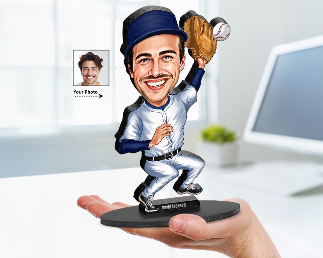 Custom Baseball Player Gift for Him | Funny Pitcher Figurine With Ball ...