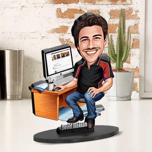 Computer Geek Gift | Custom Portrait as Cartoon Character | Computer ...