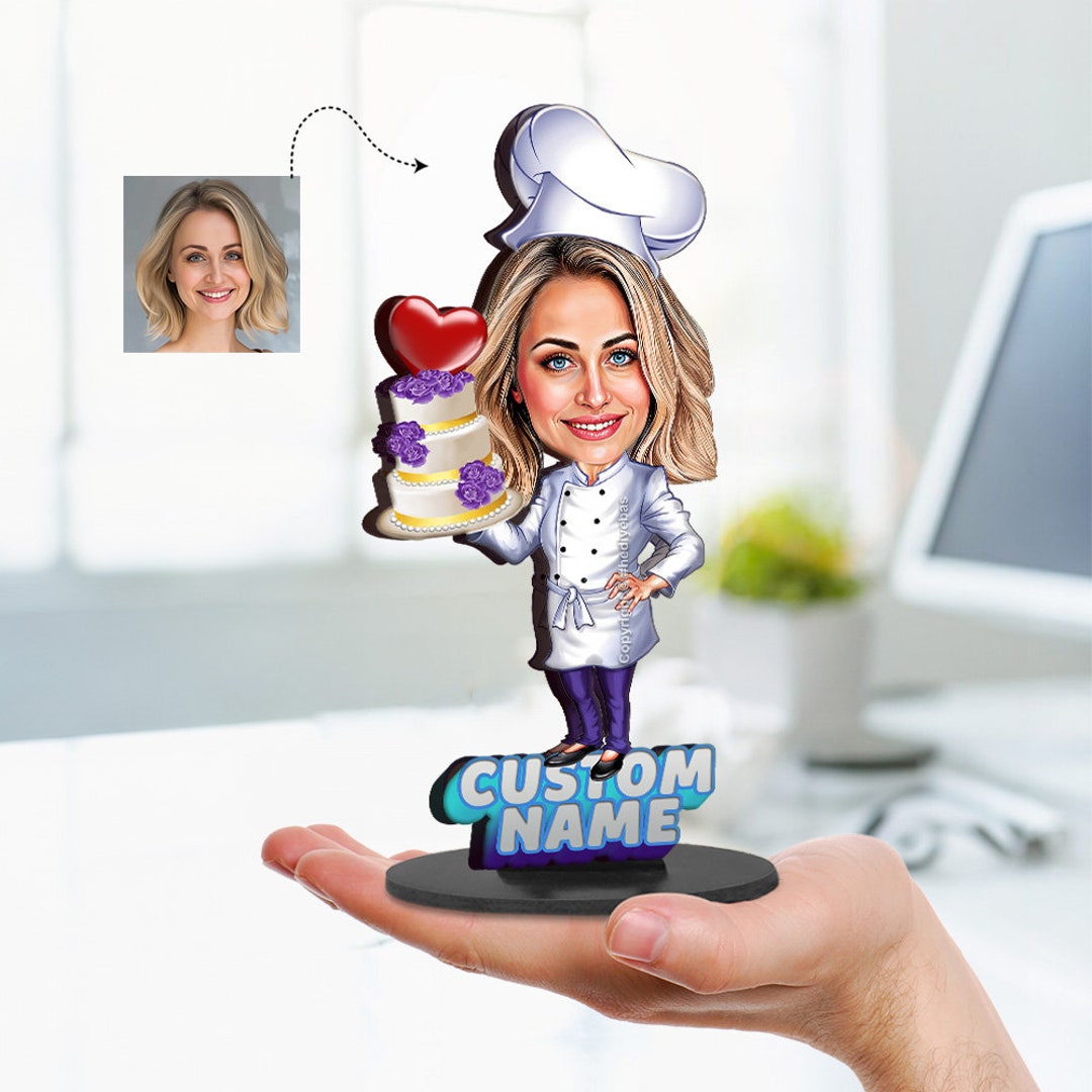 Personalized 3D Wooden Chef Gifts for Her Set, Figurine Trinket ...