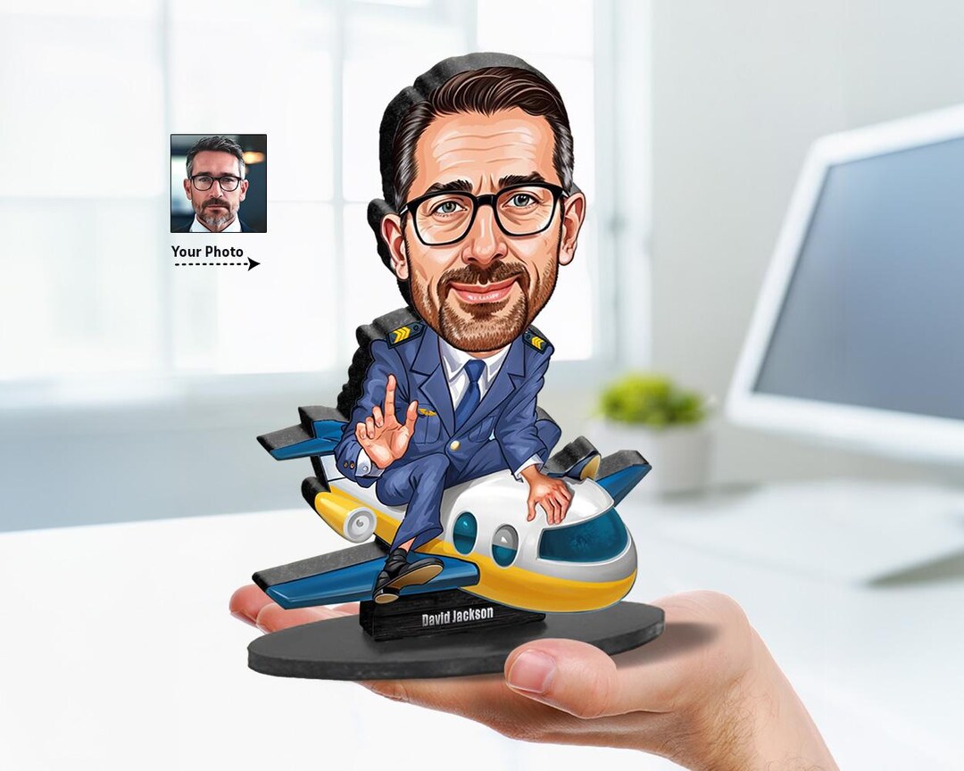 Personalized Airline Pilot Gift | Pilot Retirement Caricature Portrait ...