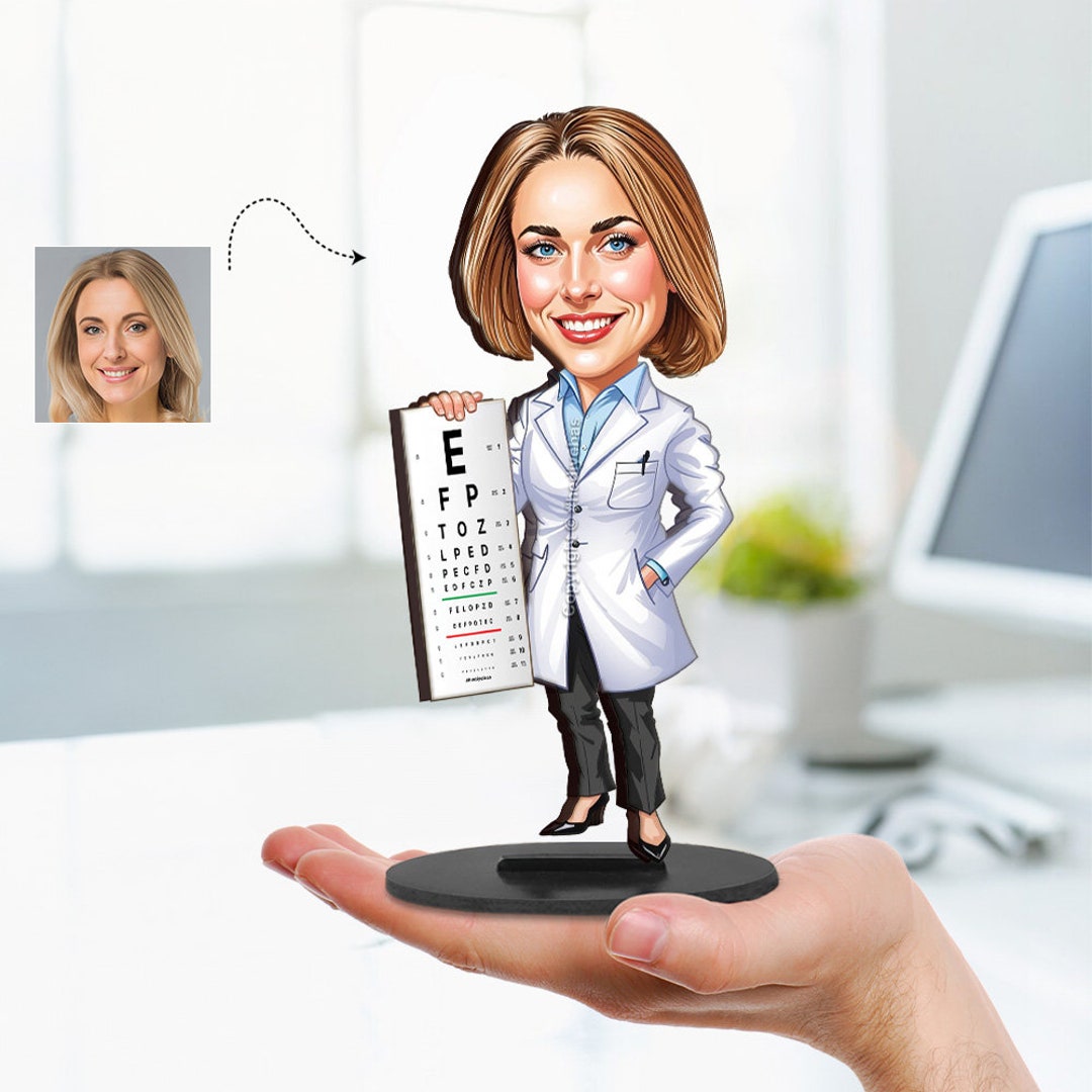 Custom Female Ophthalmology Gifts, Eye Doctor 3D Wooden Cartooned ...