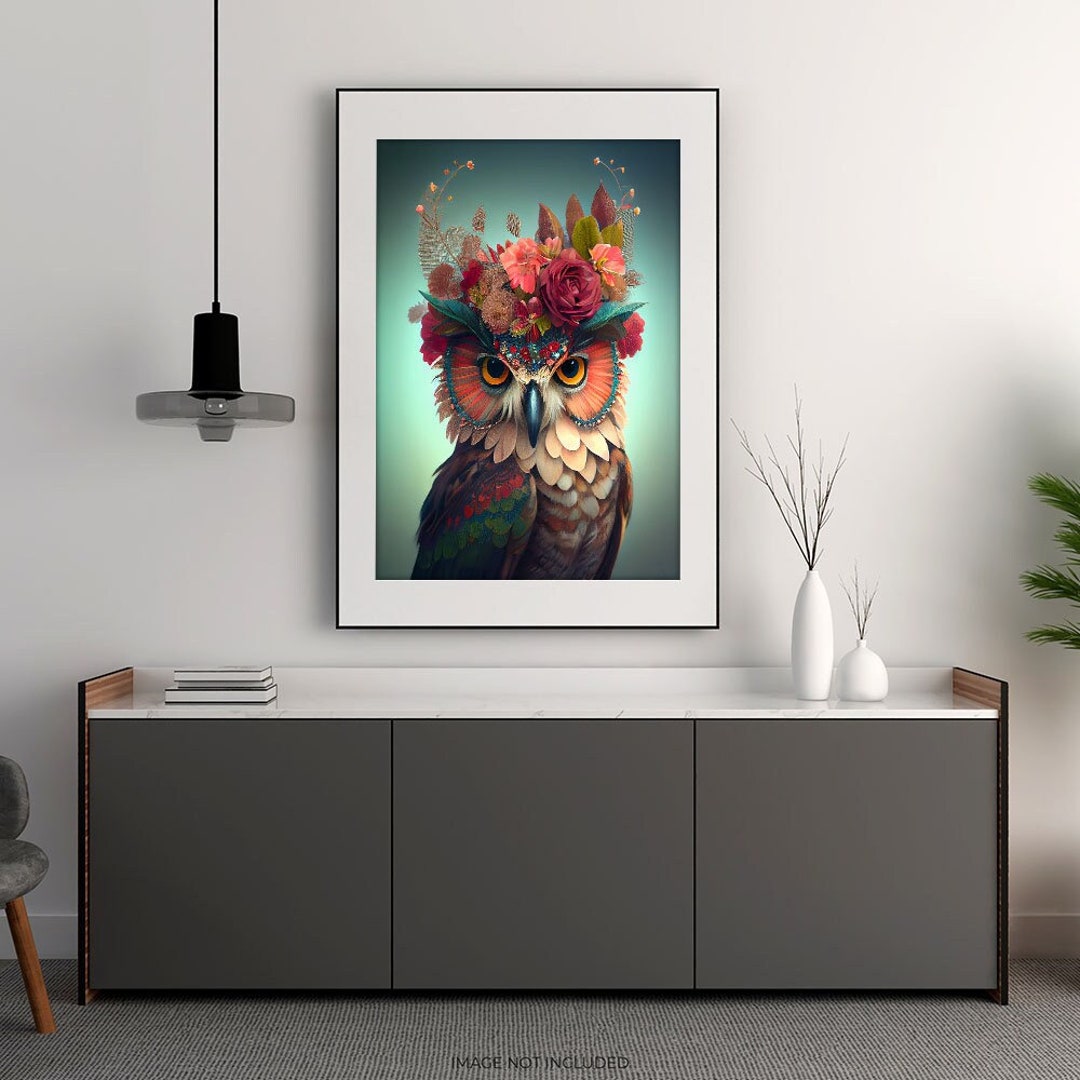 Eulen-Druck Digitaler Download, Eulenkunst Aufwendiger Eulen Blumen ...