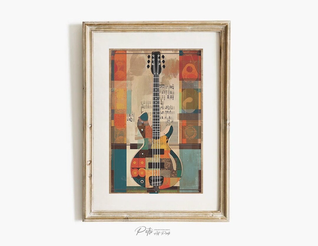 Music Wall Art, Bass Guitar Instrument Digital Art Wall Art and Poster ...
