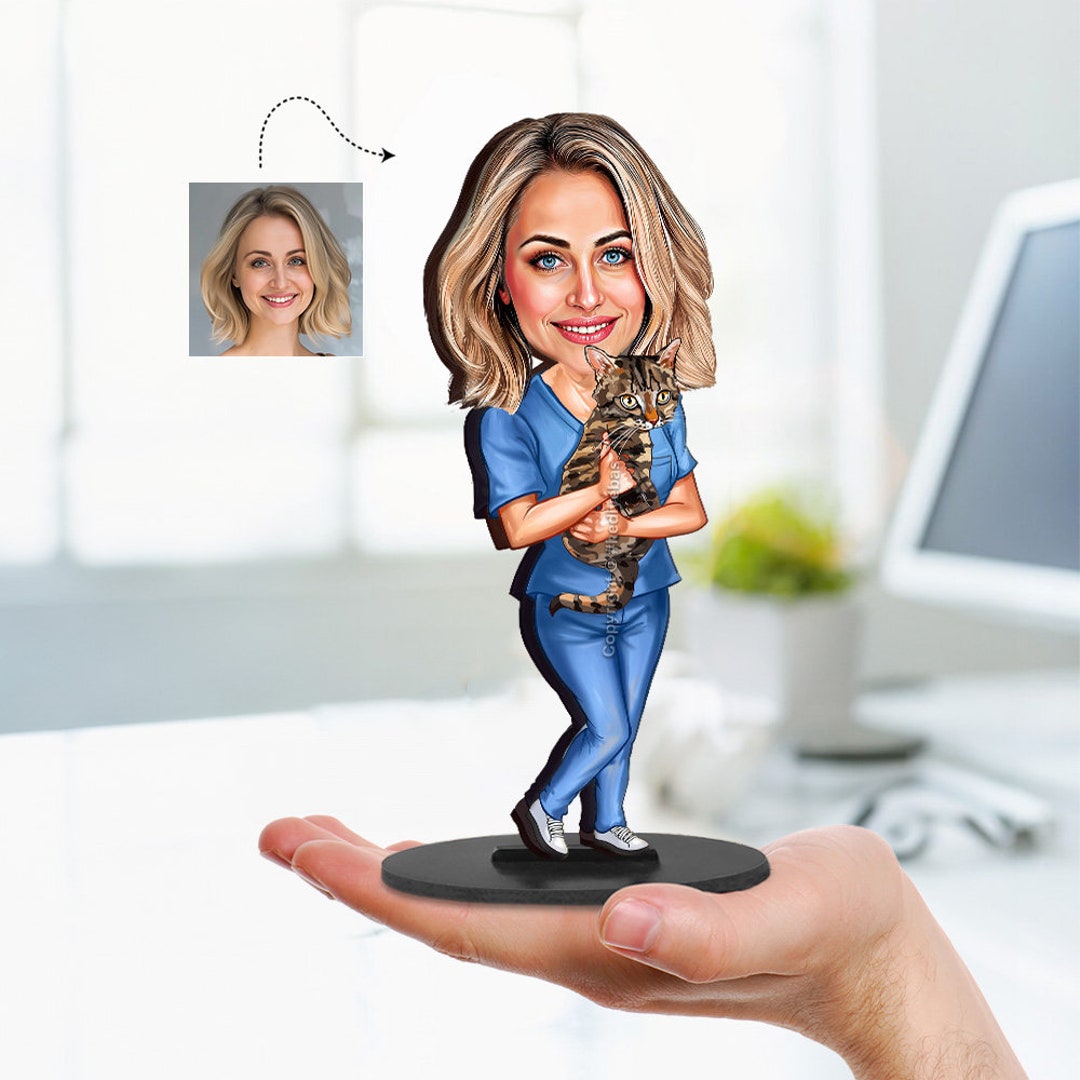 Personalized Female Veterinary Gifts, Wooden Cartooned Figurine Trinket ...
