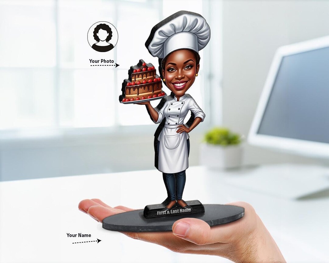 Female Artisan Pastry Chef | Boutique Bakery Display | Custom Figurine ...