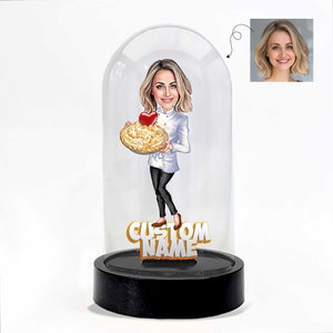 Personalized LED Light Glass Dome With Custom Photo Chef Cartoon ...