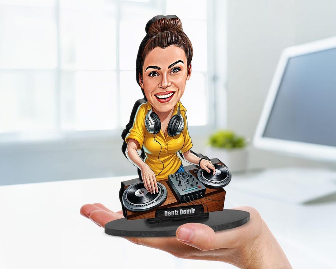 Personalized Female DJ Gift, Custom Caricature Figurine, Magnet ...