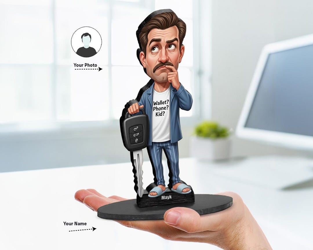 Custom Funny Dad Figurine | Personalized Caricature With Car Key ...