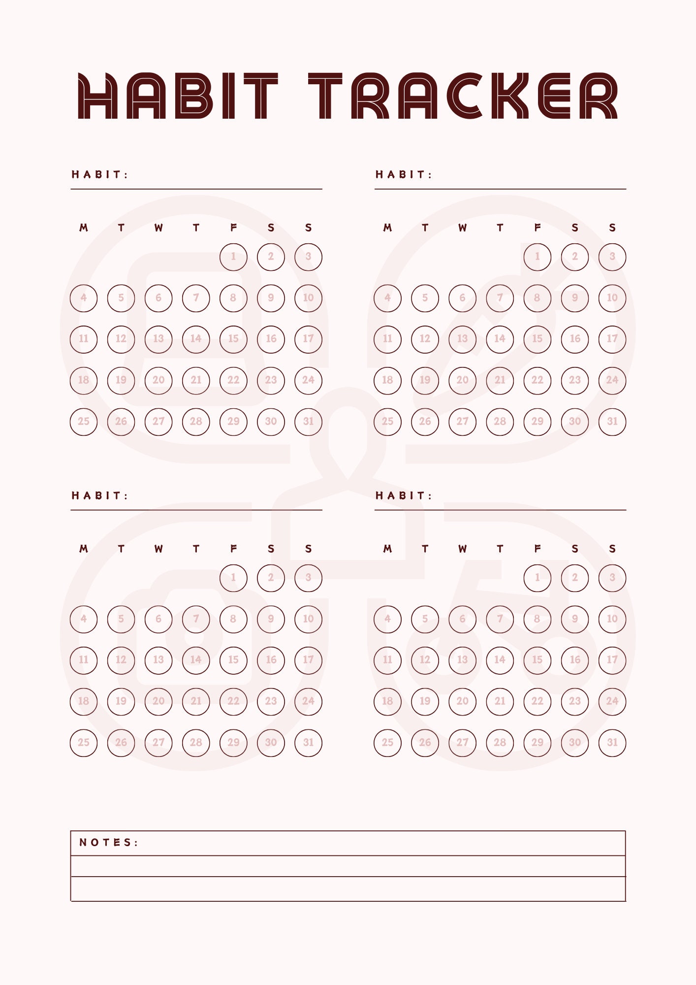 Simplified Habit Tracker Daily Printable Template & A4 Digital Planner ...