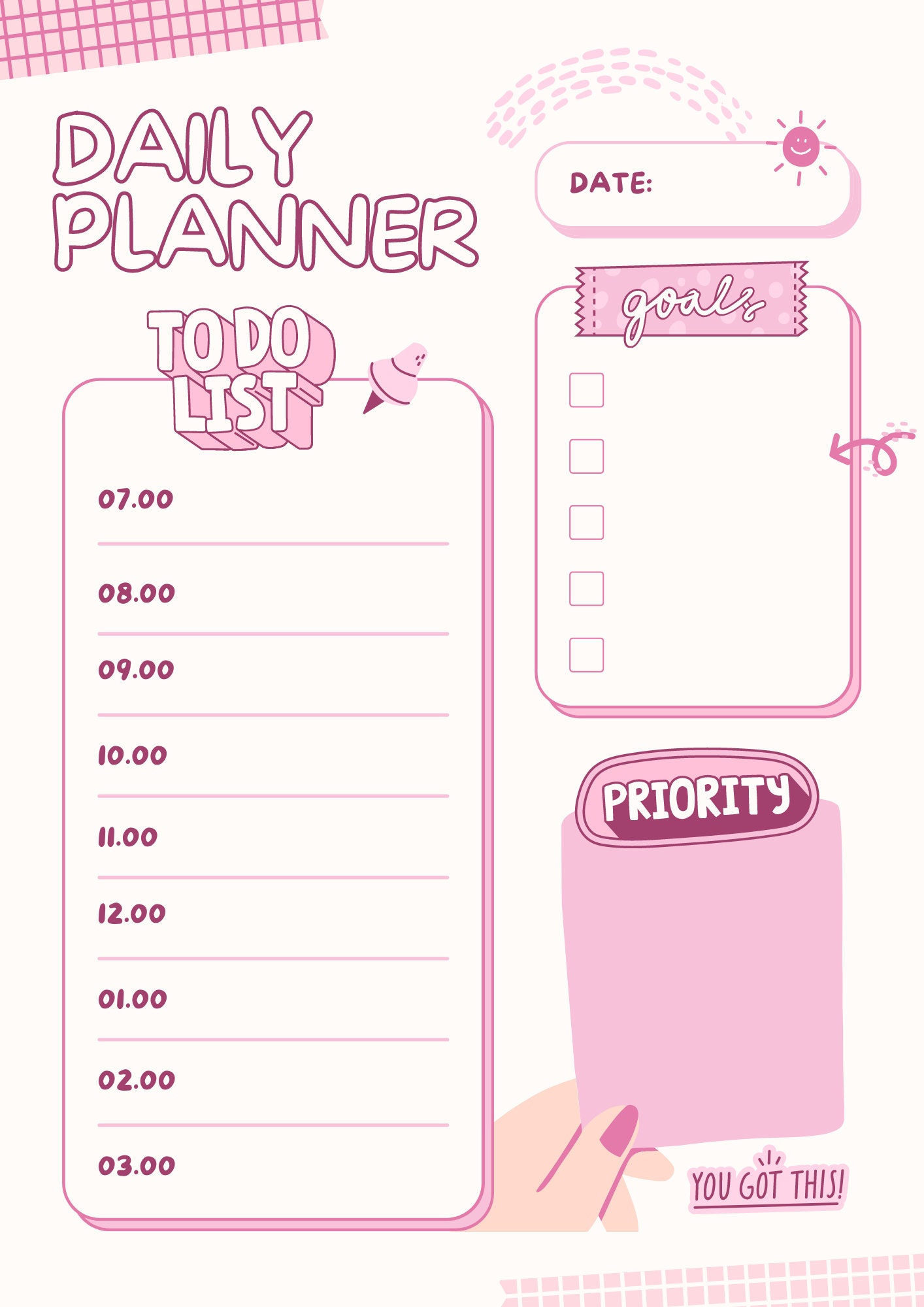 Printable Daily Planner Fun Pink Creativity and Productivity Planner - Etsy