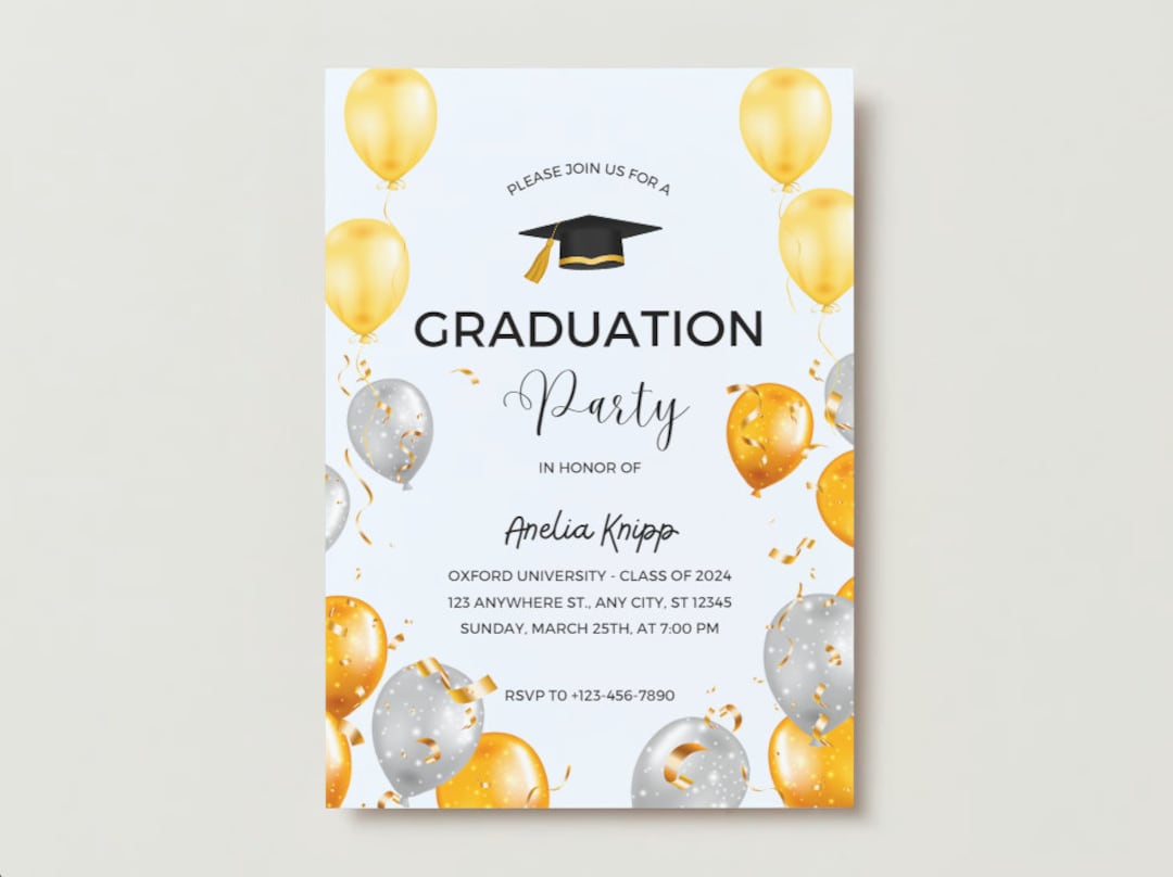 Graduation Party Invitations Template, Printable Graduation Invitation ...