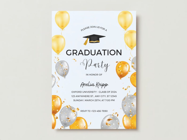 Graduation Party Invitations Template, Printable Graduation Invitation ...