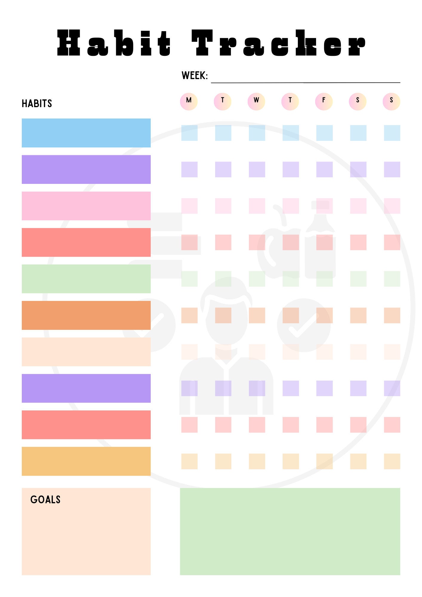 Modern Habit Tracker Template for Effective Daily Routine Planning and ...