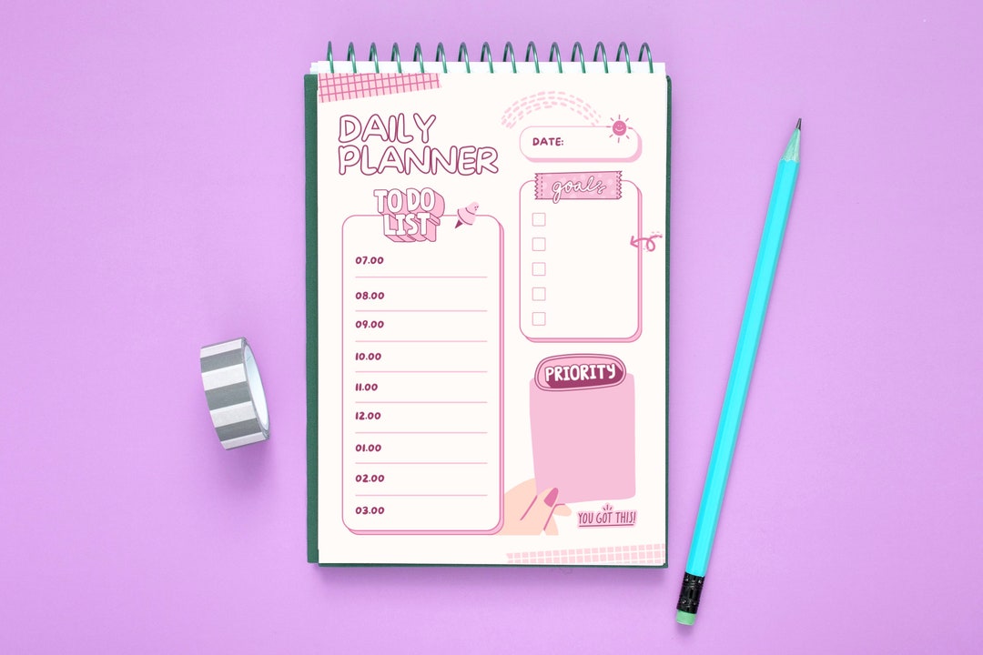 Printable Daily Planner Fun Pink Creativity and Productivity Planner - Etsy