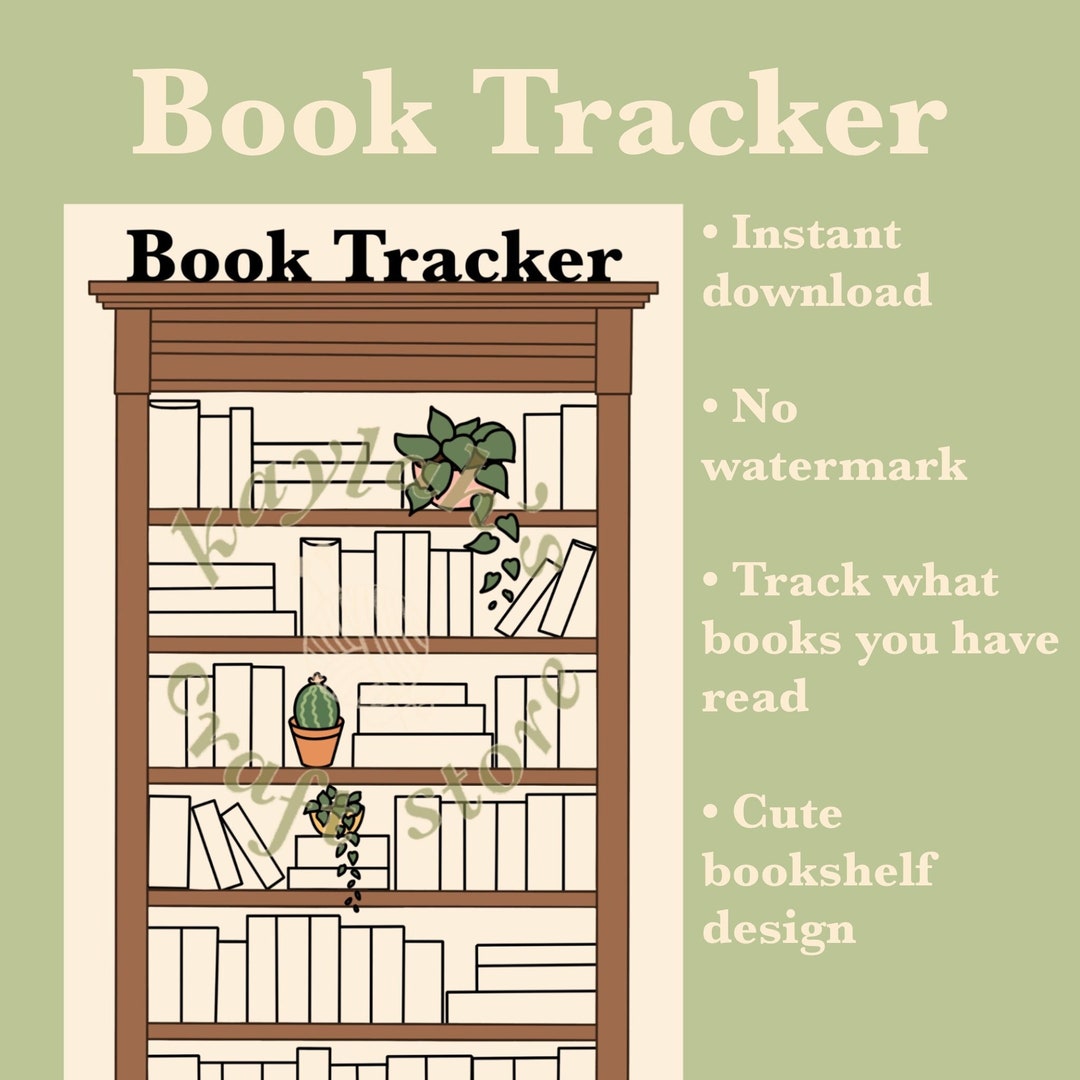 Book Tracker - Digital - Printable - Reading Log - Bookshelf Tracker ...
