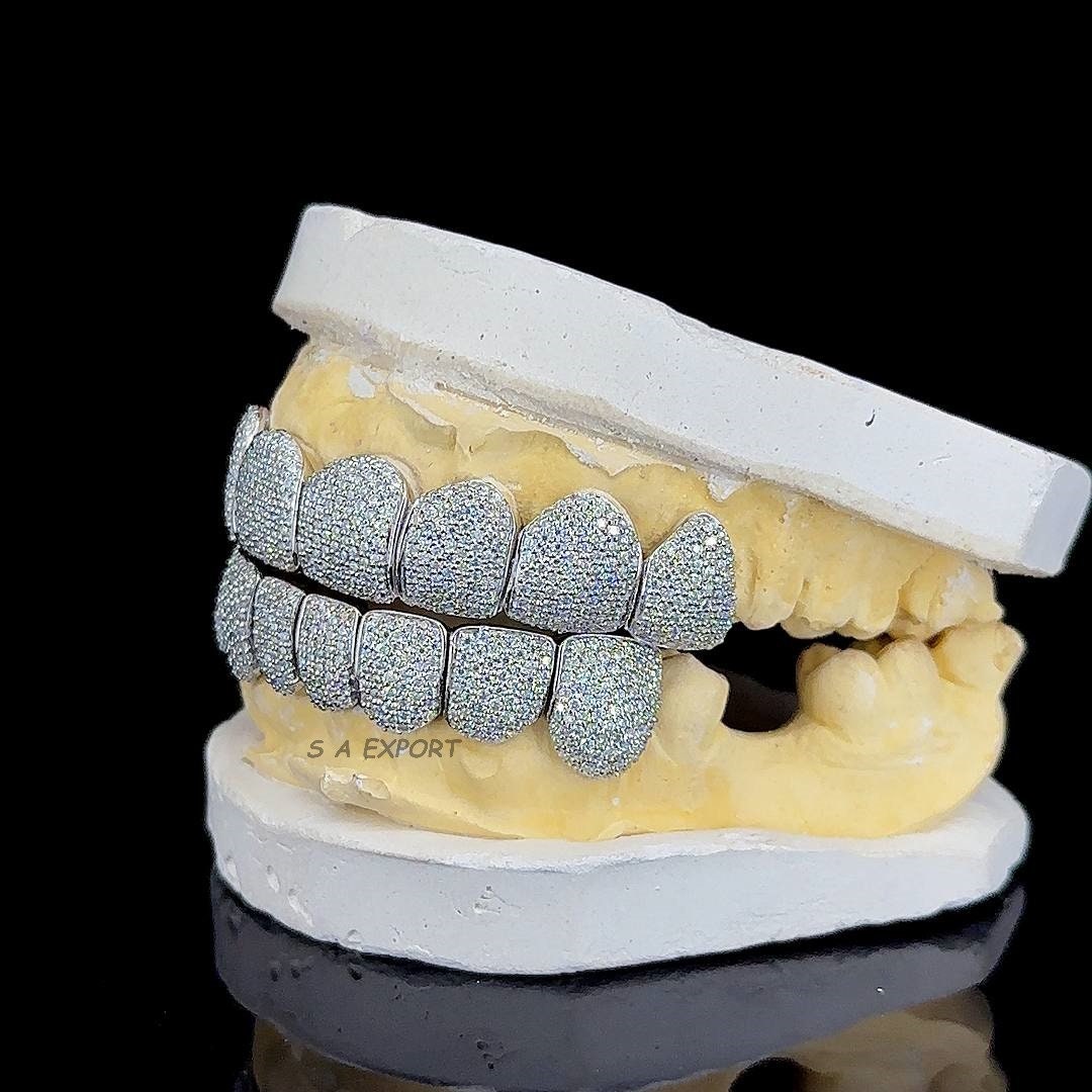 Diamond Grillz in Mouth,8 Top & 8 Bottom Fully Iced Out Moissanite ...