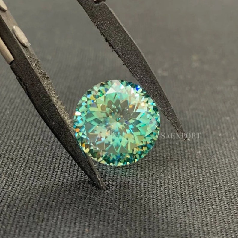 13 Carat Deep Blue Color Portuguese Cut Handmade Loose Moissanite/lab ...