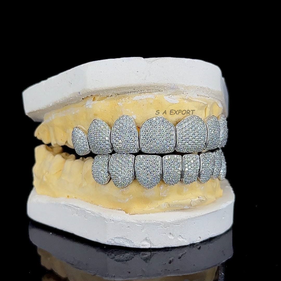Diamond Grillz in Mouth,8 Top & 8 Bottom Fully Iced Out Moissanite ...