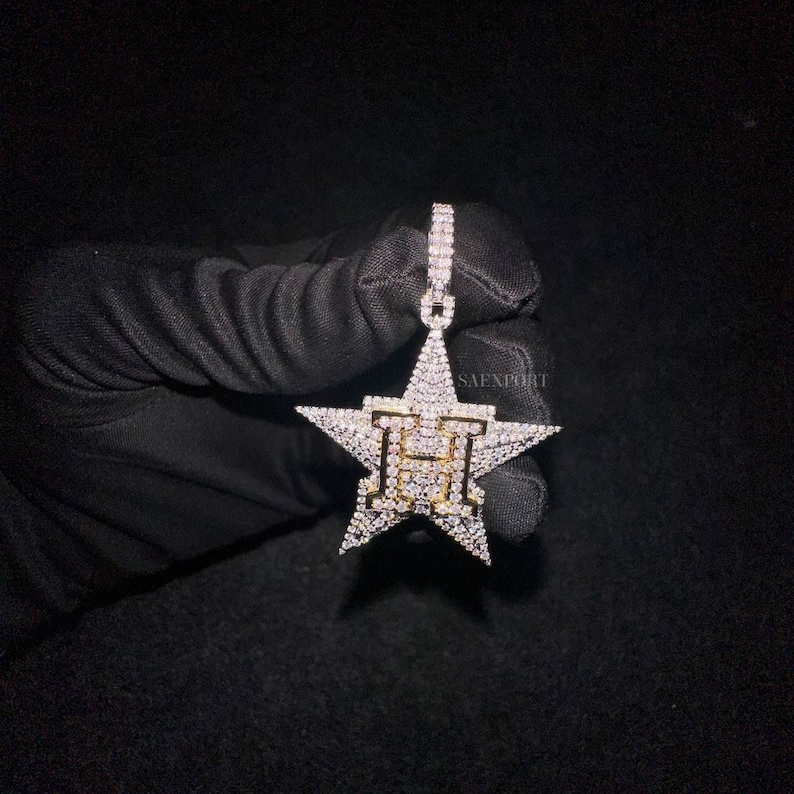 Iced Out Moissanite Star Pendant, 925 Silver Custom Rapper Jewelry - Etsy