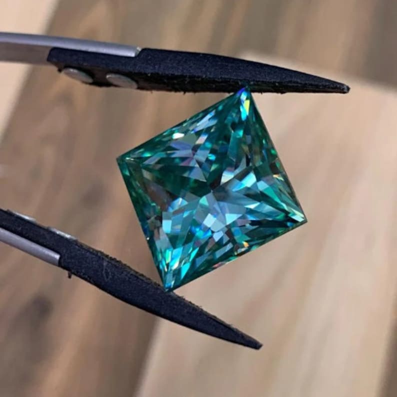 33 Carat Light Blue Princess Cut Moissanite Loose Stone - Etsy