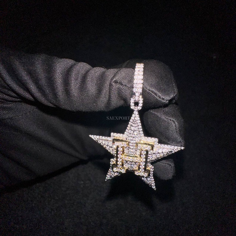 Iced Out Moissanite Star Pendant, 925 Silver Custom Rapper Jewelry - Etsy