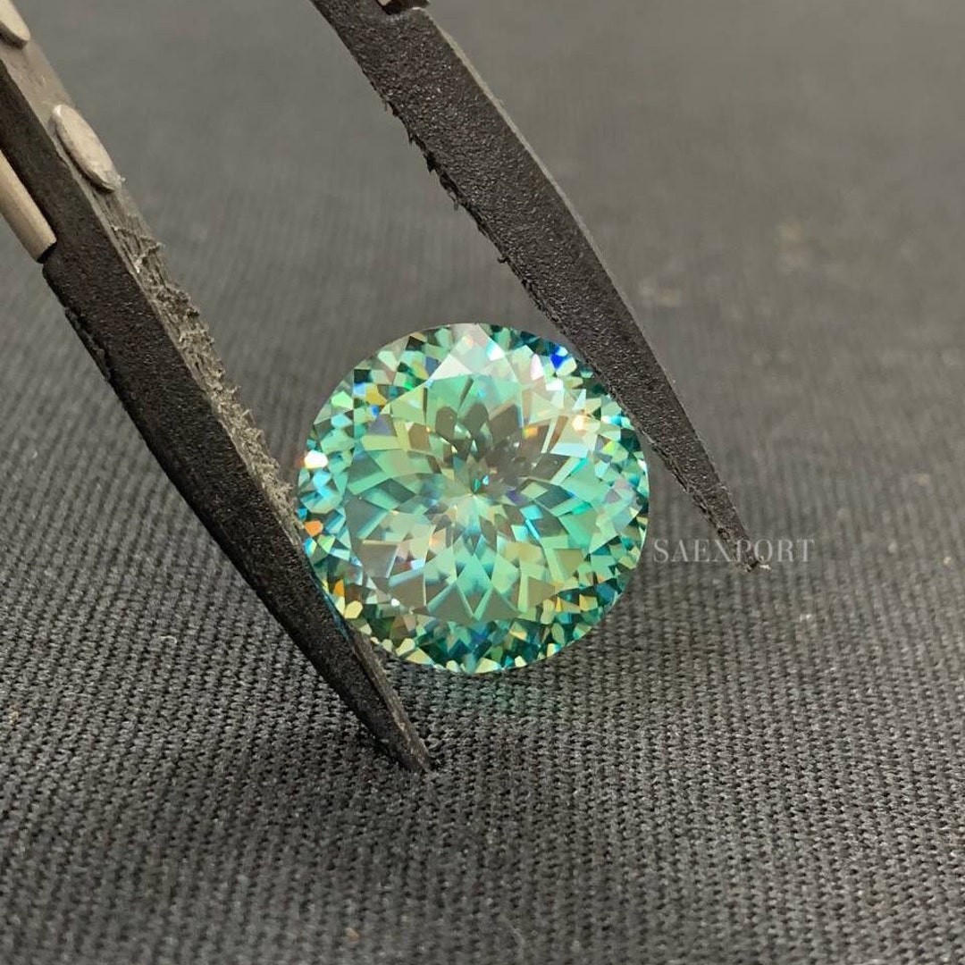 13 Carat Deep Blue Color Portuguese Cut Handmade Loose Moissanite/lab ...