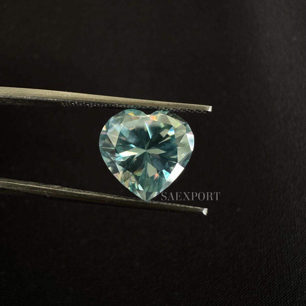 5 to 15 Carat Light Blue Color Heart Cut Handmade Loose Moissanite ...