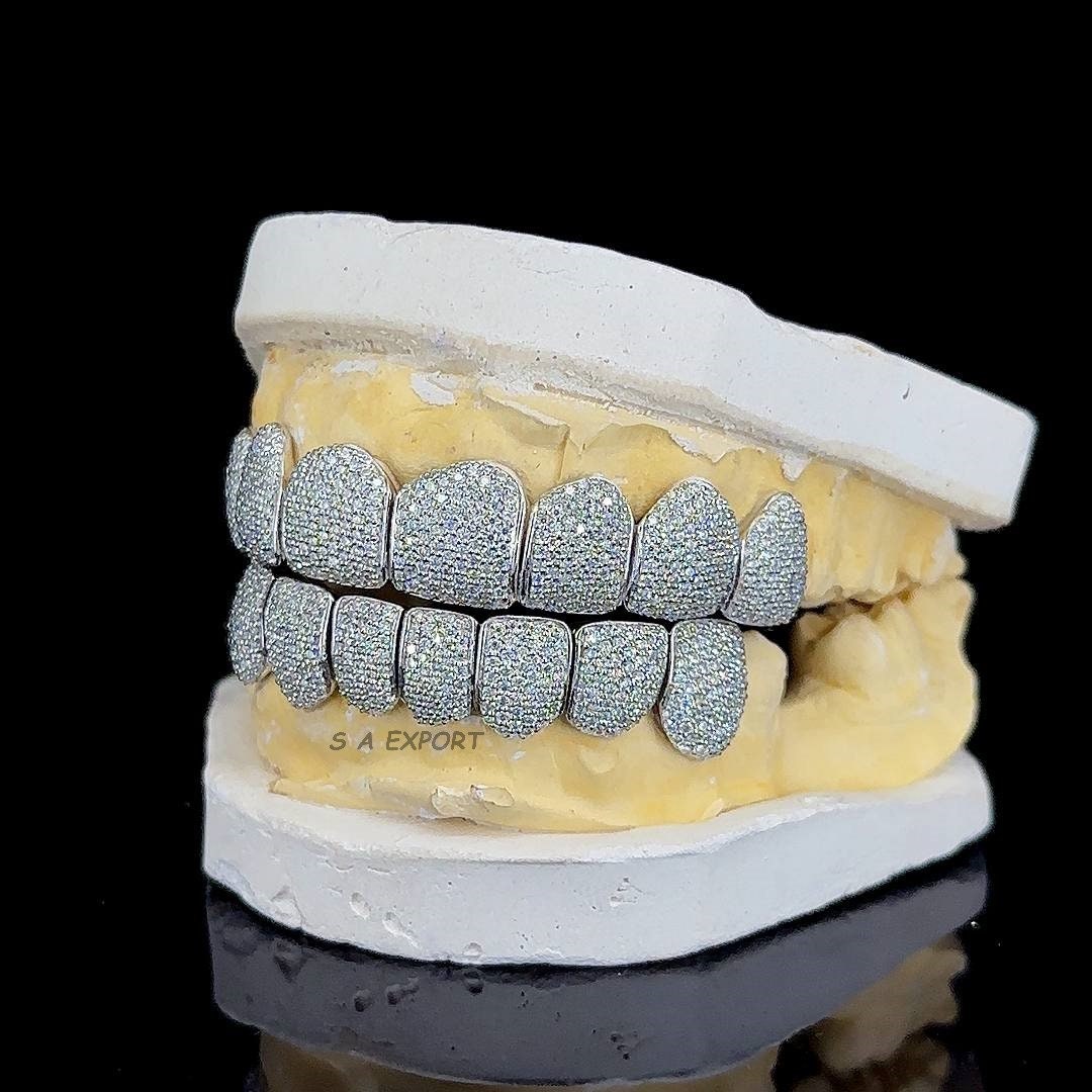 Diamond Grillz in Mouth,8 Top & 8 Bottom Fully Iced Out Moissanite ...