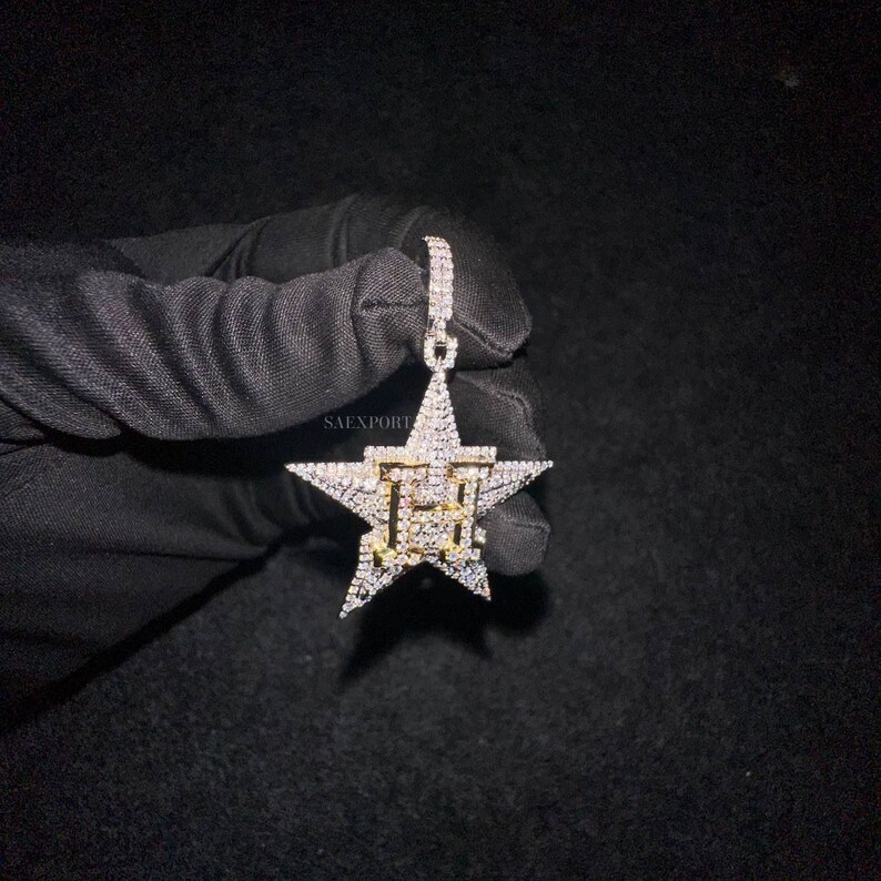 Iced Out Moissanite Star Pendant, 925 Silver Custom Rapper Jewelry - Etsy