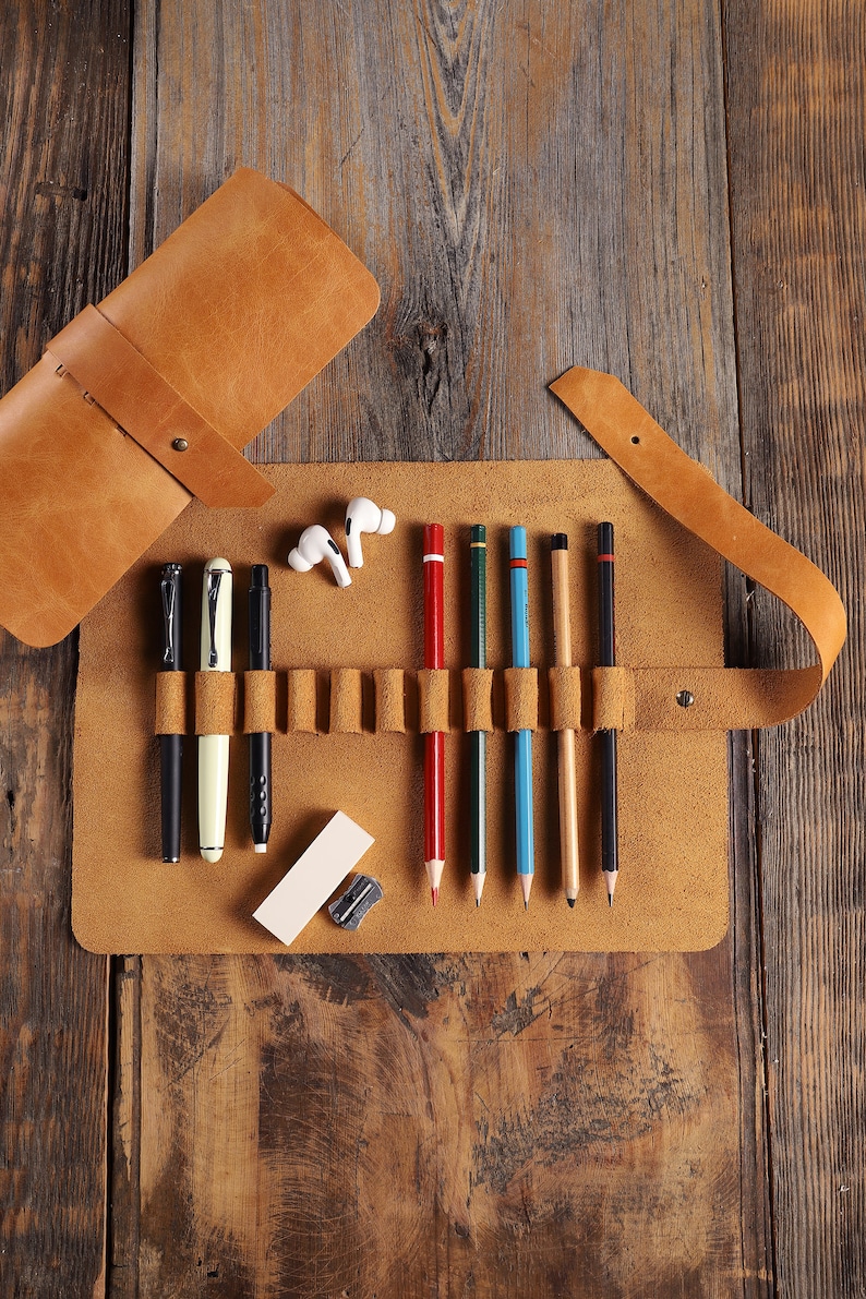 Pencil Roll Leather Pencil Roll Pen Pouch Artist Roll - Etsy