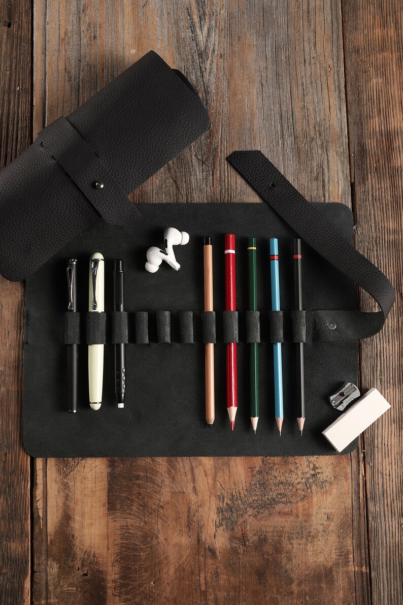 Pencil Roll Leather Pencil Roll Pen Pouch Artist Roll - Etsy