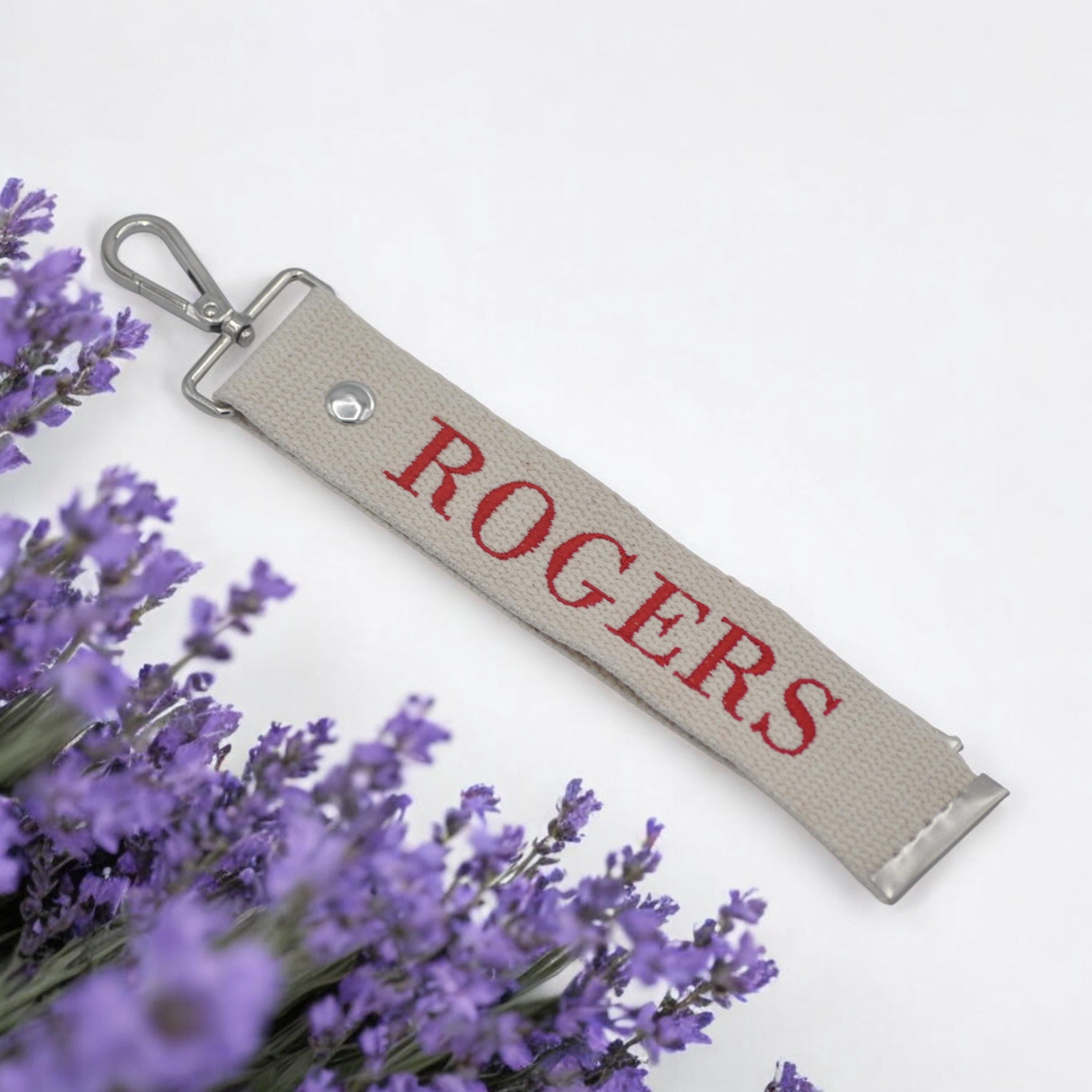 Personalized Embroidered Name Keychain, Custom Key Fob Tag, Fabric Key ...