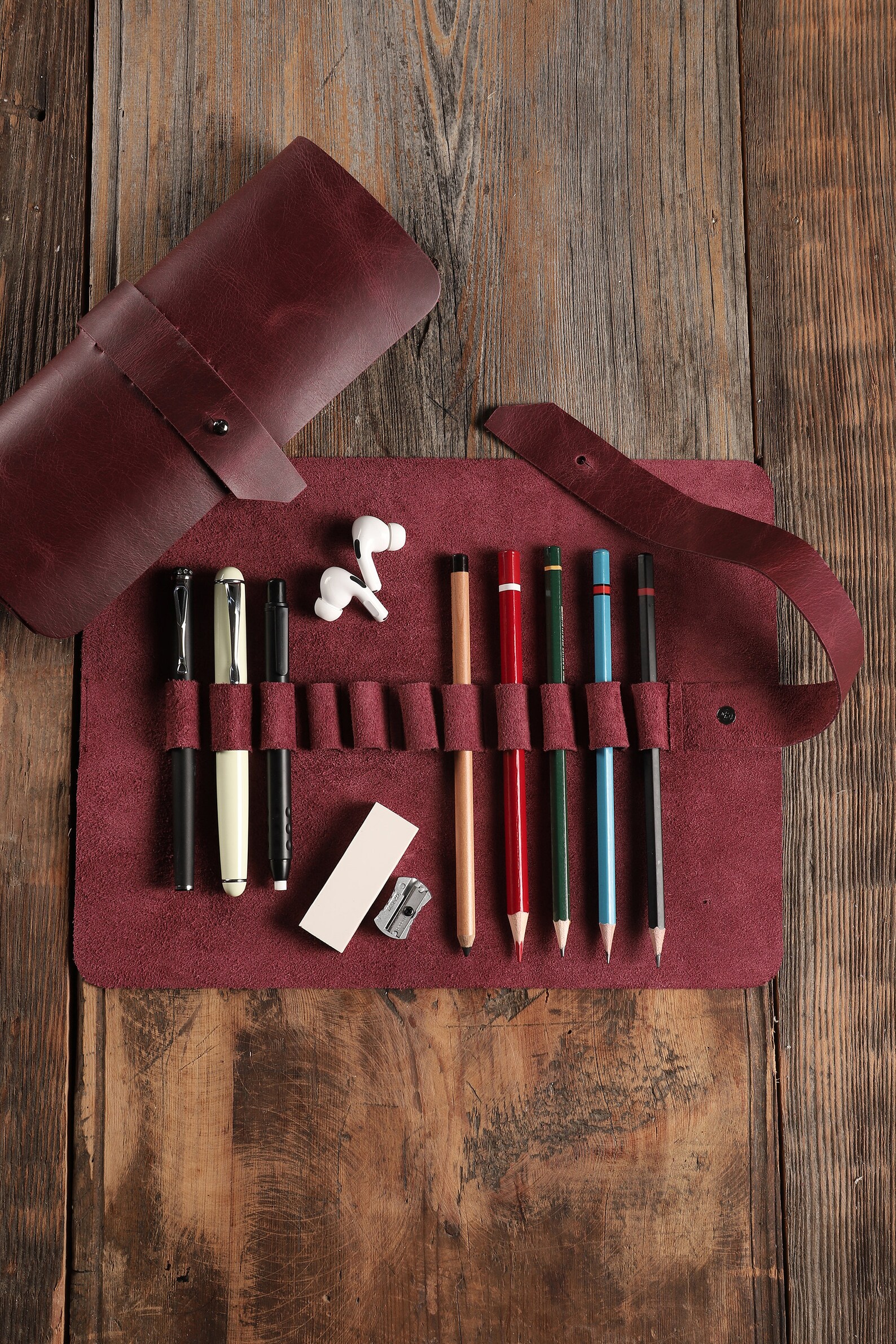 Pencil Roll Leather Pencil Roll Pen Pouch Artist Roll - Etsy