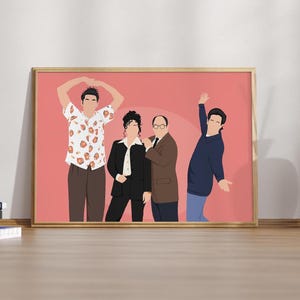 Seinfeld Poster Illustration, Costanza, Kramer, Elaine Wall Art, Jerry ...