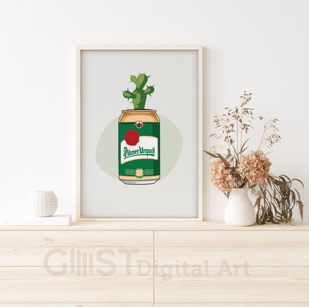 Pilsner Urquell Beer Can Cactus Art Print (digital Download) - Etsy
