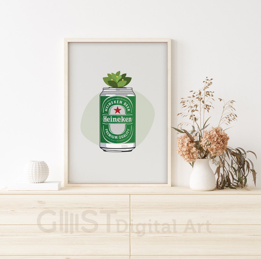 Heineken Beer Can Art Print: Minimalist Bar Decor (digital Download ...